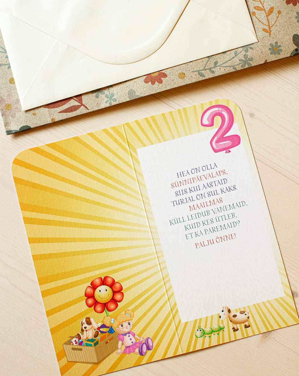 Card Number 2 Girl - Birthday cards for kids - Agapics