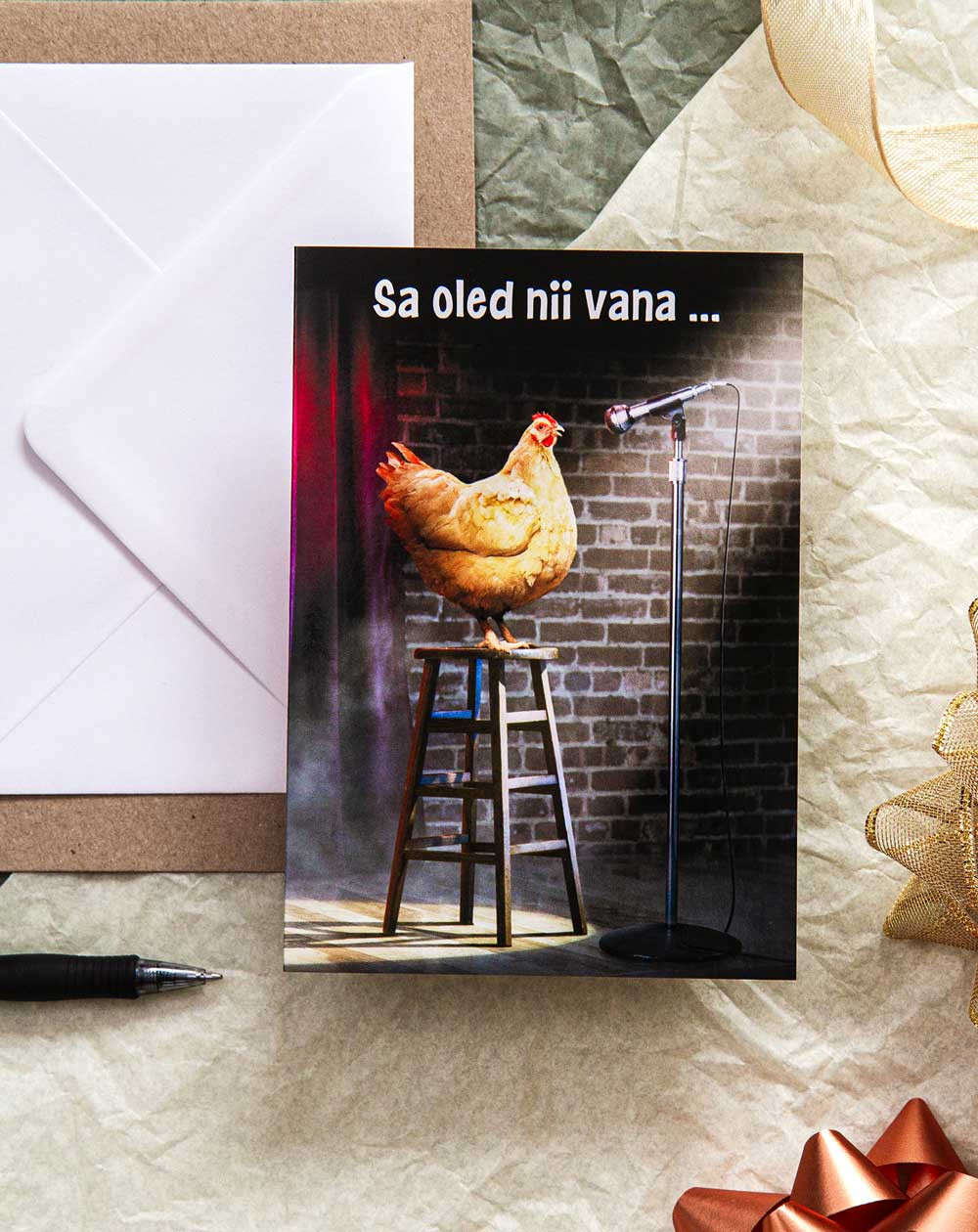 Avanti Card Stand-up chicken - Fun greeting cards - Agapics