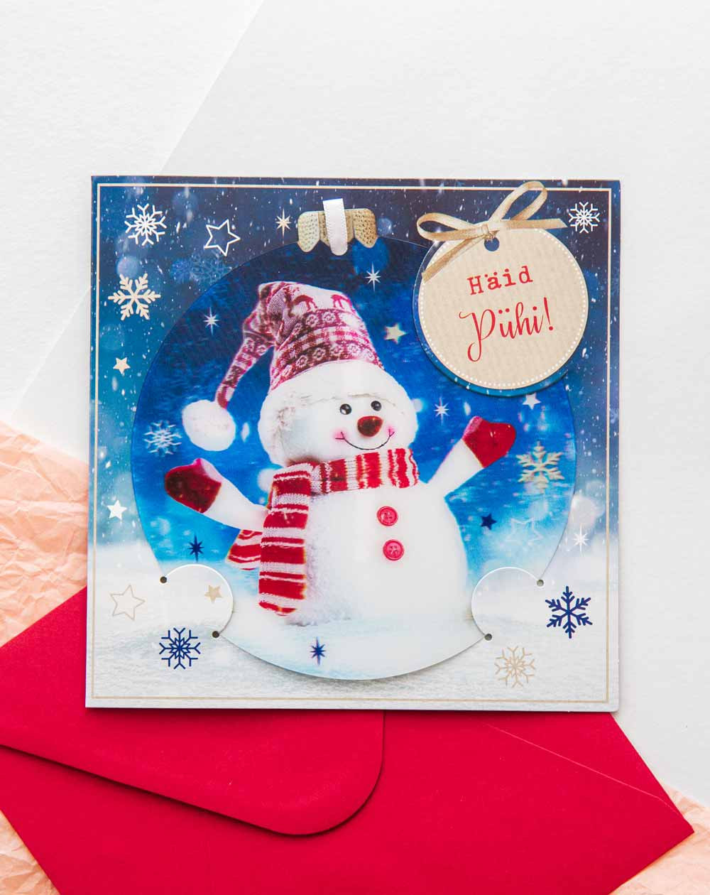 Moving Christmas Card Snowman with tree decoration - Agapics